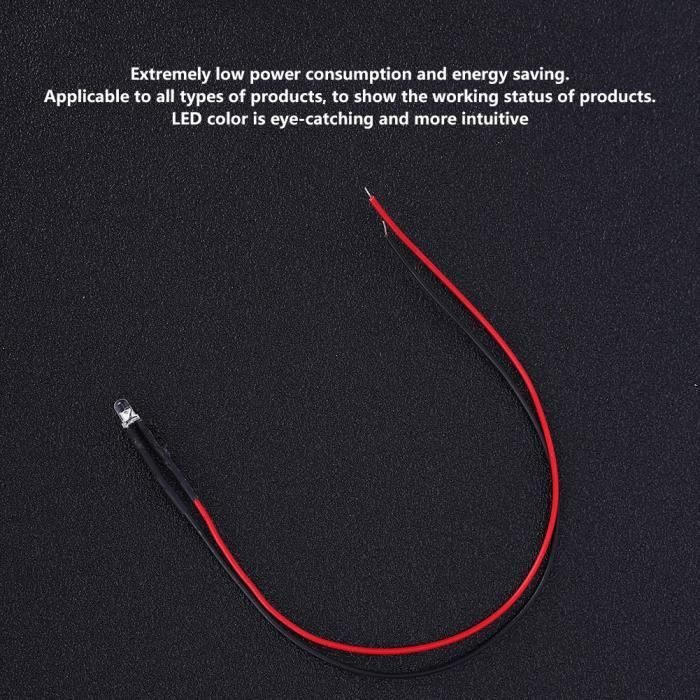 Diode LED 50pcs diode filaire tête ronde lumineuse point culminant fiche droite perles LED 12V ...