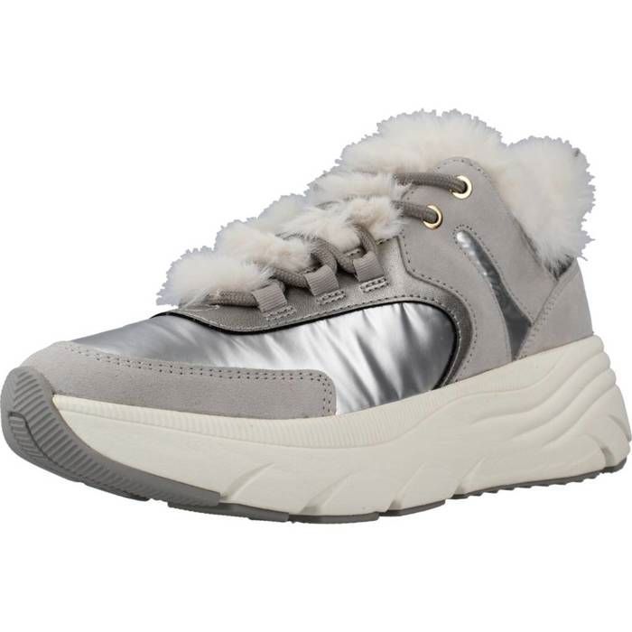 Baskets GEOX D DIAMANTA Gris - Femme - Lacets - Plat - Textile Gris ...