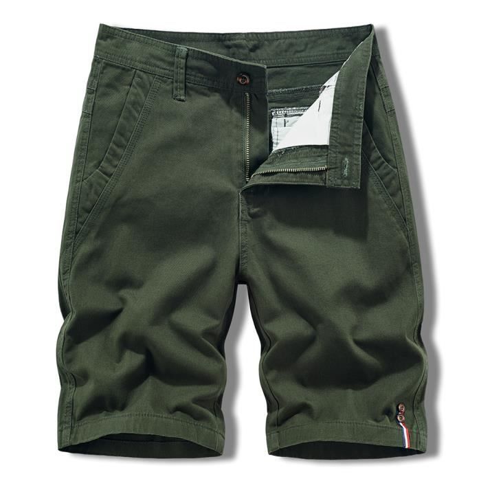 Short Cargo Homme Multipoches Pur Coton Casual Short Ete Coupe Droite ...