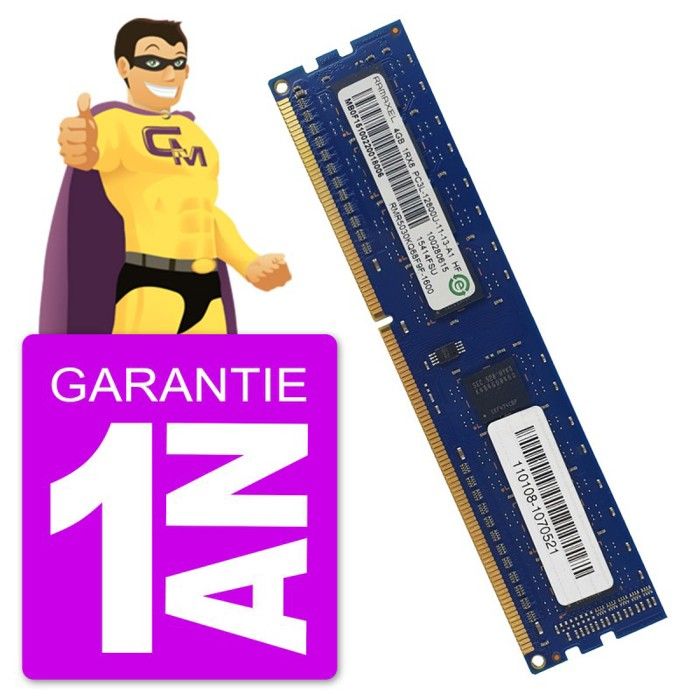 4Go RAM DDR3 PC3L-12800U RAMAXEL RMR5030KQ68F9F-1600 03T6566 DIMM PC ...