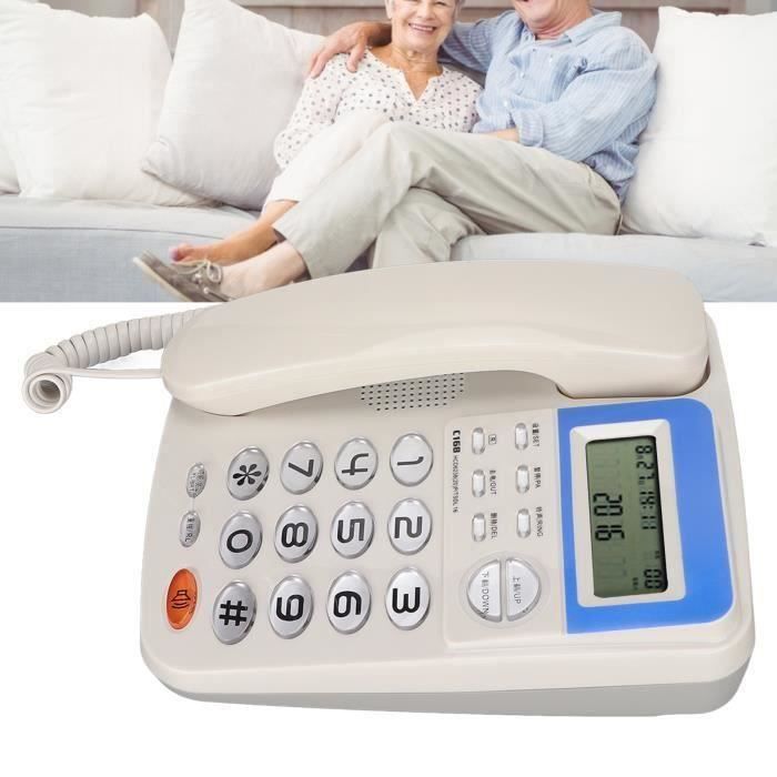 ZER1 Téléphone fixe d'hôtel W168 Téléphone filaire Identification de l'appelant Téléphone fixe ...