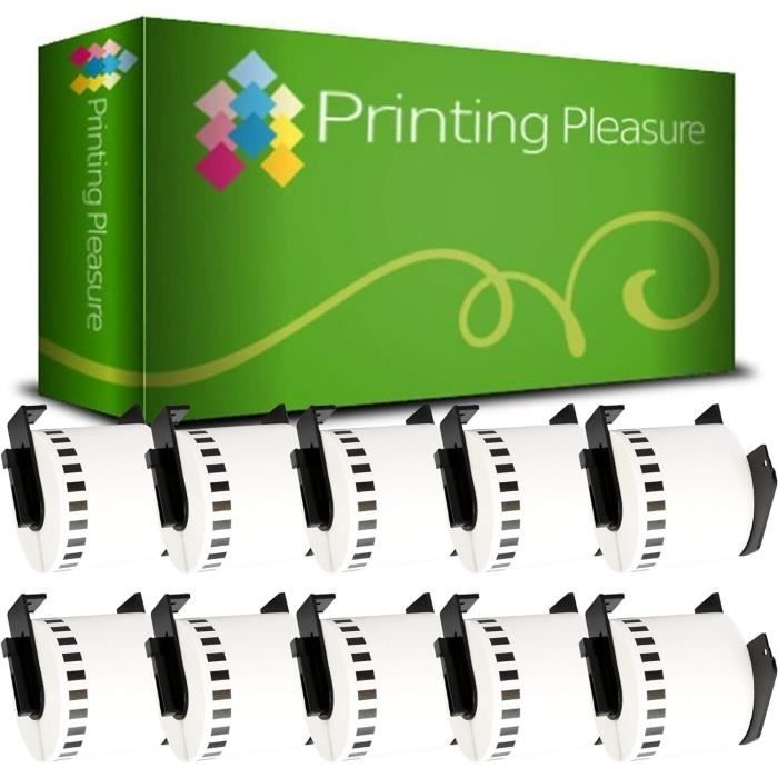 10 X Dk22205 Étiquettes Continues Pour Brother P-Touch Ql-500 Ql-500Bw ...