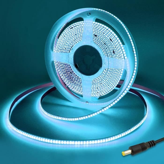 Ruban Led Cob Dc 12V 4M,Bleu Clair,320 Led,À Intensité Variable,Bande ...