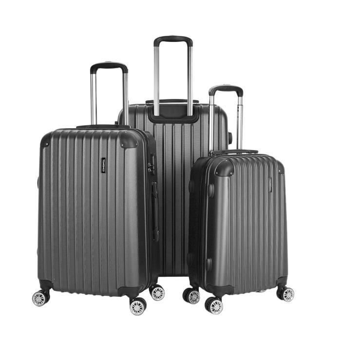 Set de 3 valises de voyage trolley bagage à coque rigide gris 20"+24 ...