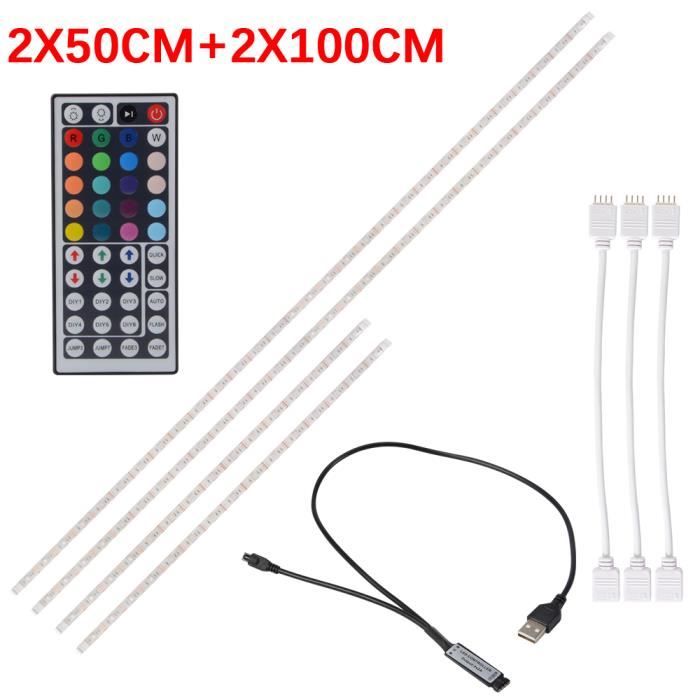 XCSOURCE 2pcs 50CM + 2pcs 100CM Ruban LED Multicolore RGB Télécommande ...