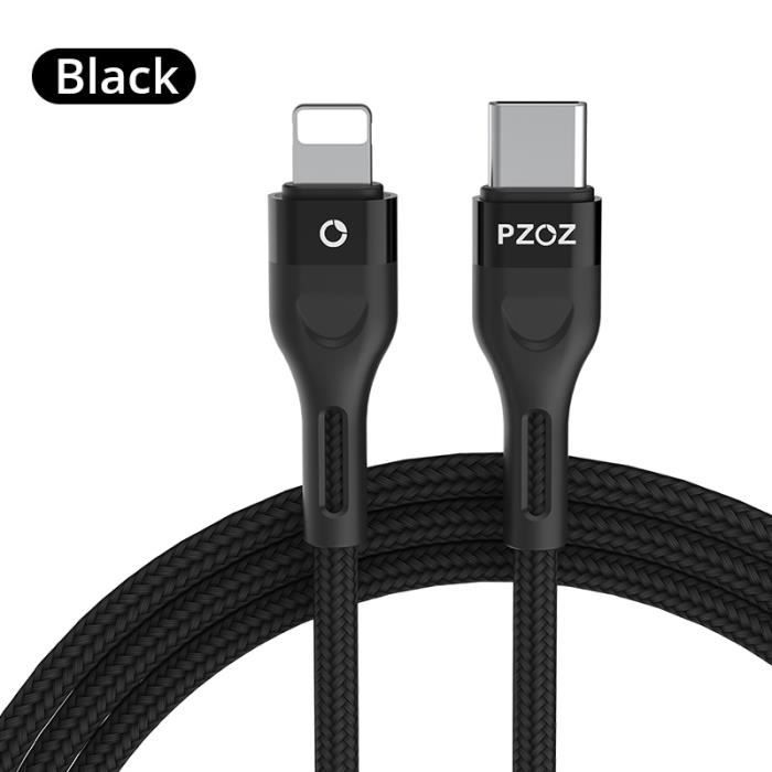 Black--2m -Câble de charge rapide de type C pour iPhone,iPad,mini,air ...