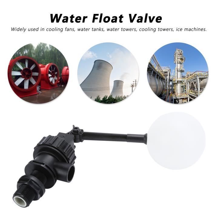 Dilwe Vanne à bille à flotteur en plastique à filetage mâle Valve à ...