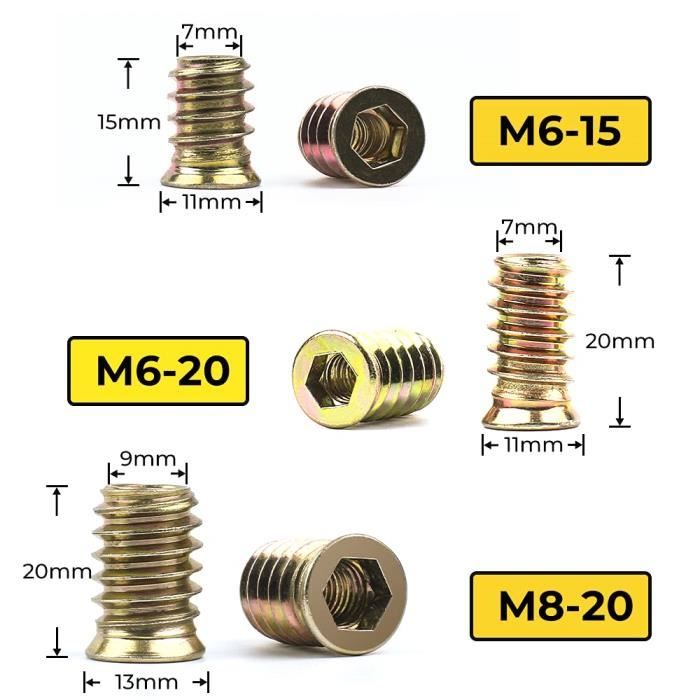50Pcs M6 Inserts D'Écrou Alliage De Zinc Insert Filet Hexagonale Ecrous ...