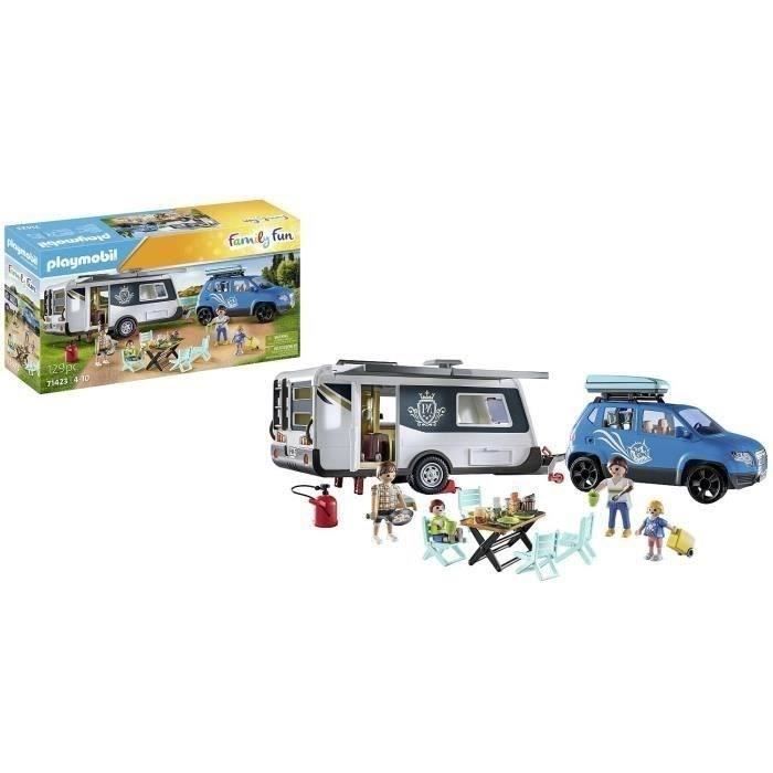PLAYMOBIL 71423 Famille avec voiture et caravane, My Life, Family Fun ...