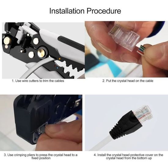 Lot de 100 connecteurs de câble Ethernet RJ45 en plastique souple pour câble CAT5 CAT5E CAT6 ...