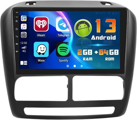 Noir 2+64GB Android 13 Autoradio 2 Din pour Fiat Doblo 2010-2015 Combo 2011-2018 avec sans Fil ...