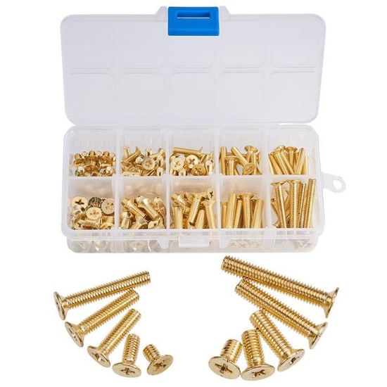 Lot de 160 vis cruciformes à tête plate, en laiton, M4 M5[1066] - Cdiscount Bricolage