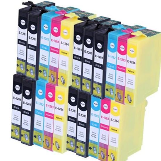 Pack de 21=9 noires et 12 couleurs T1281-T1284 Compatible Cartouche d ...