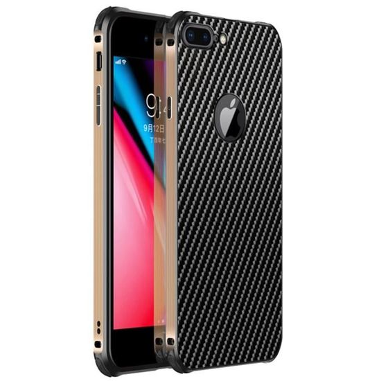 Housse iPhone 7 Plus-8 Plus,pare-chocs en aluminium et texture en fibre ...