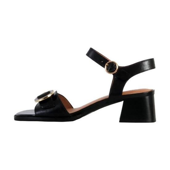Sandale Femme - EMILIE KARSTON Ariel - Cuir Noir - Talon Large 5cm ...