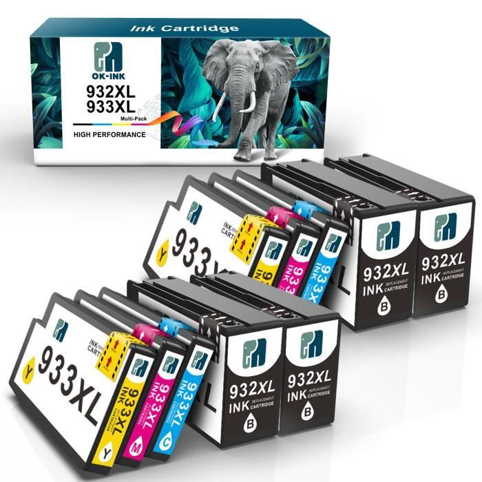 OK-INK 932 933 XL 10 Cartouches d'encre Compatibles pour HP 932XL-933XL ...