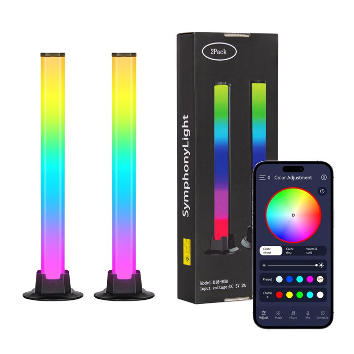 Todeco Smart LED RGB Lampe Gaming, Lot de 2 RGB Lampe Bureau avec ...