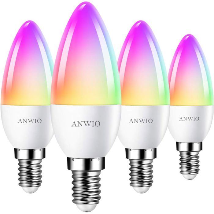 ANWIO 5W WIFI Ampoule Connectee LED E14 Smart WLAN et Bluetooth, Ampoule C37 RGB Remplace 40W ...