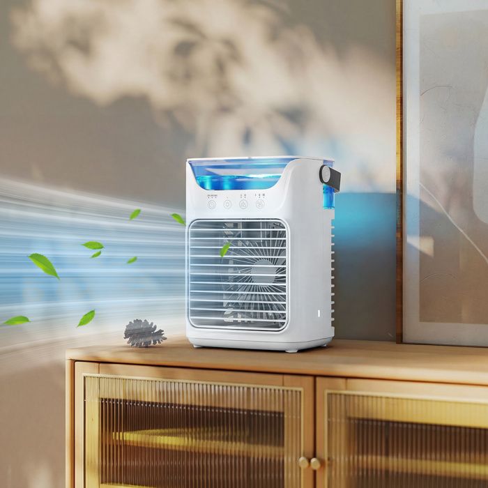 Climatiseur portable, mini rafraîchisseur d'air 4 en 1, 3 vitesses, 2 ...