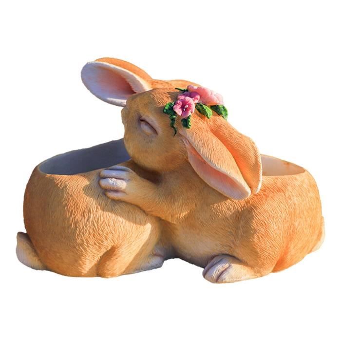 Animal de pot de fleur de lapin d'artisanat de résine formé pour la ...