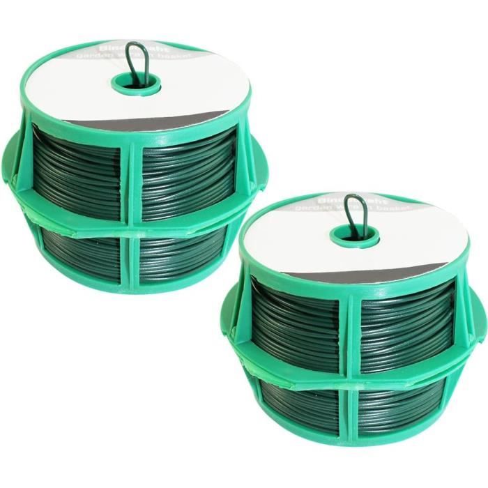 2X Rouleaux avec 50 mètres de Fil plastifié - 100 mètres de Fil de Ligature - Fil de Fer Jardin ...
