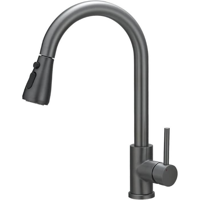 Robinet De Cuisine Extensible Avec 2 Types De Jet - En Acier Inoxydable ...