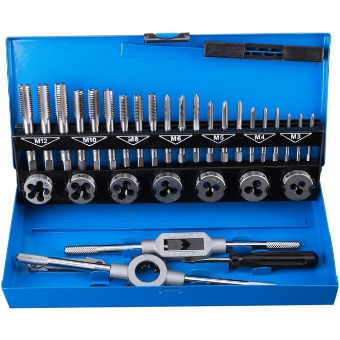 Ensemble de 32 tarauds filetés et matrices - - - Acier à roulement - Traitement thermique - 32 ...