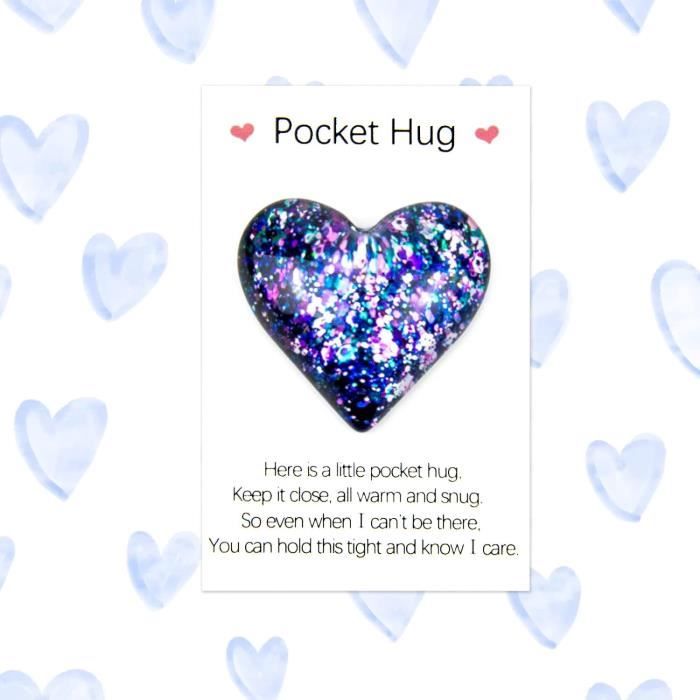 Câlin de Poche - Un Petit Cœur avec Carte et Jeton de Poche - Cadeau Spécial pour Elle ...