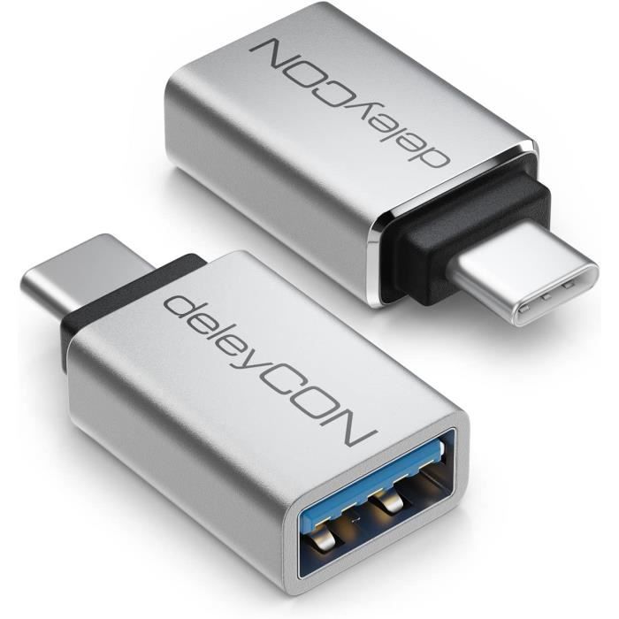 2X Otg Adaptateur Usb Type C Vers Usb En Aluminium Pour Par Exemple ...