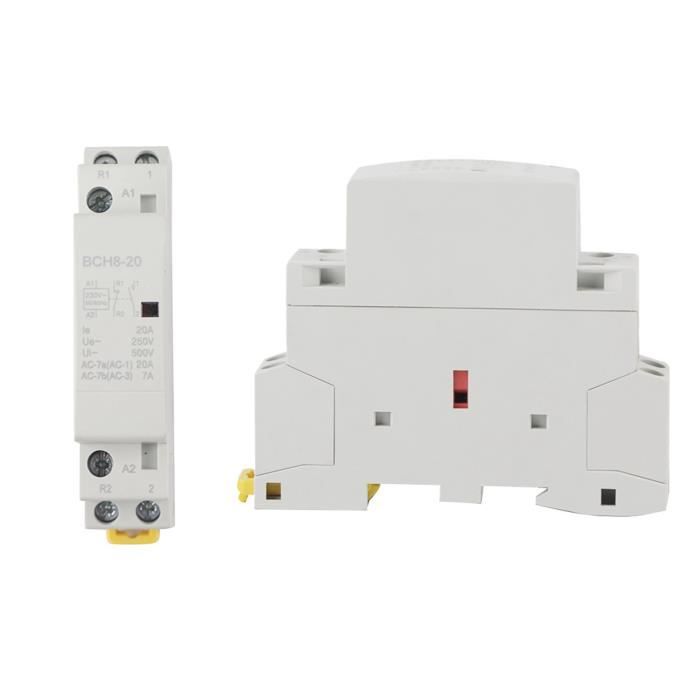 QID-Contacteur AC domestique sur rail DIN 2P 20A 220V / 230V 50 / 60Hz Contacteur AC Domestique ...