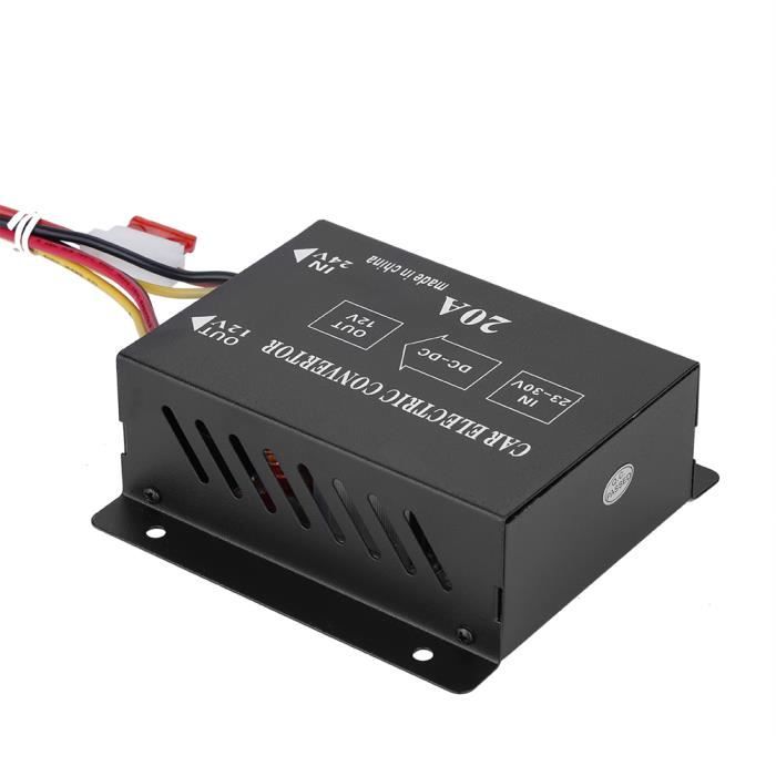 Cikonielf Convertisseur de puissance DC 24V à 12V Camion de voiture 20A 240W DC 24V à 12V ...