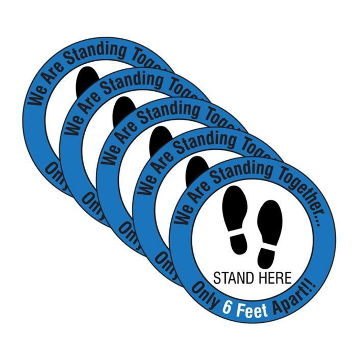 Stand Here Floor Sign Decal Sticker Gardez 6 pieds entre le sol du marqueur de distance g2926 ...
