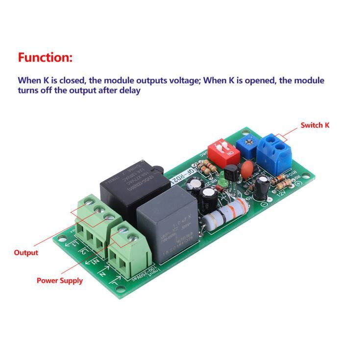 Fangming-Module de relais de retard Adjustable Time Delay Relay Module 100-220V AC Delay Relay ...