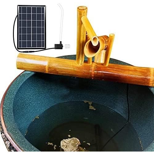 Kit de Fontaine en Bambou d'extérieur avec Pompe et Panneau Solaire ...