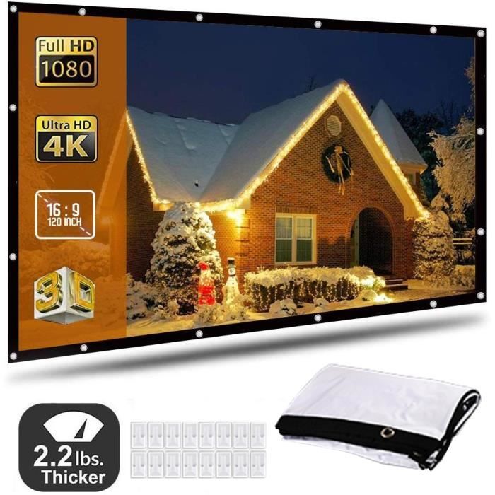 120 Pouces 4K HD 16: 9 Écran de Projection Pliable Lavable Résistant ...