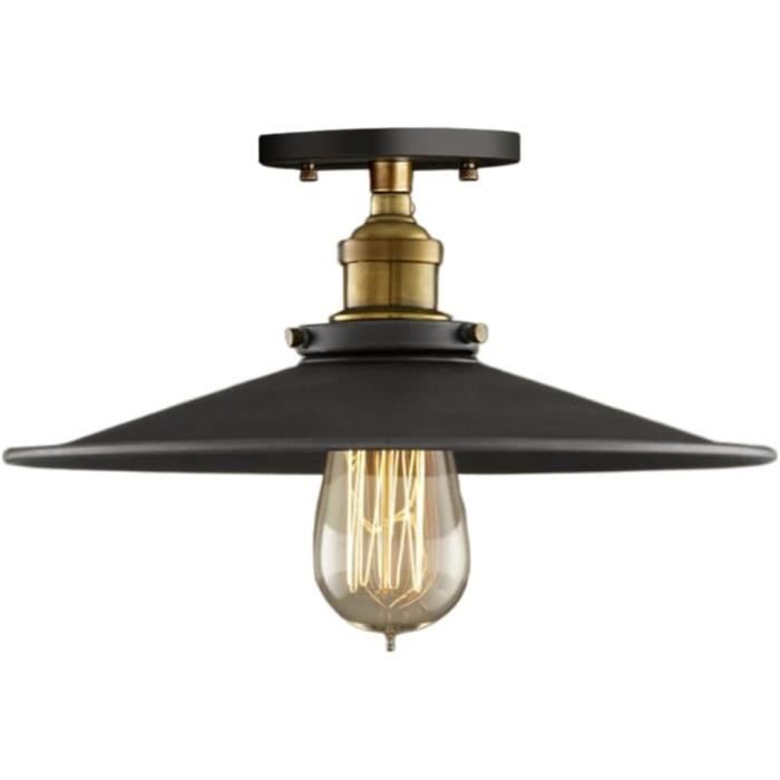 Plafonnier Noir Mat Moderne Abat-Jour Suspendu En Métal Rustique ...