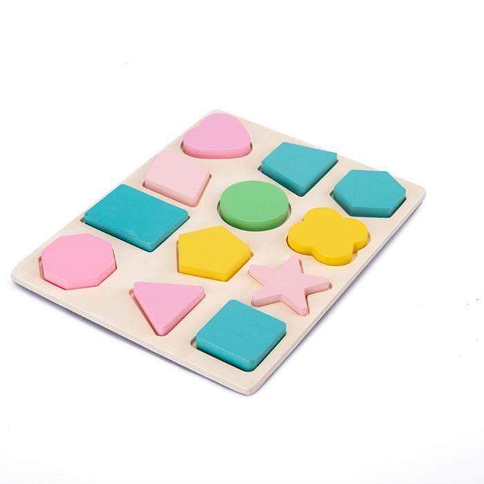 Montessori éducatif En Bois Formes Puzzle Puzzle Géométrique Conseil 12 ...