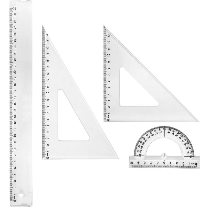 Kit géométrie 4 pièces Waytex 931240 1 règle 2 équerres 1 rapporteur ...