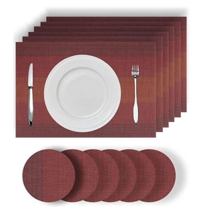 Red-Set de napperons lavables en PVC pour Table à manger, Set ...