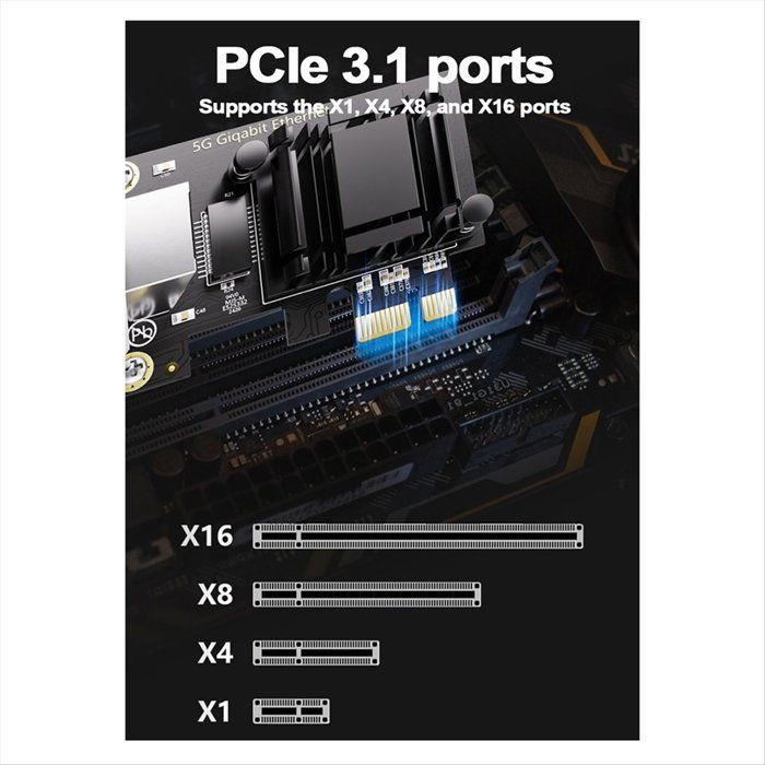 Carte Réseau 5G PCI-E Vers RJ45 RTL8126 1000/5000 Mbps, Adaptateur ...