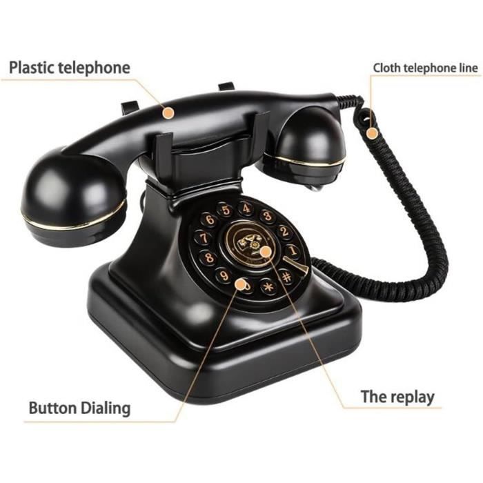 Ehskzjh Téléphone Fixe Rétro, Téléphone À Cadran Filaire Vintage ...