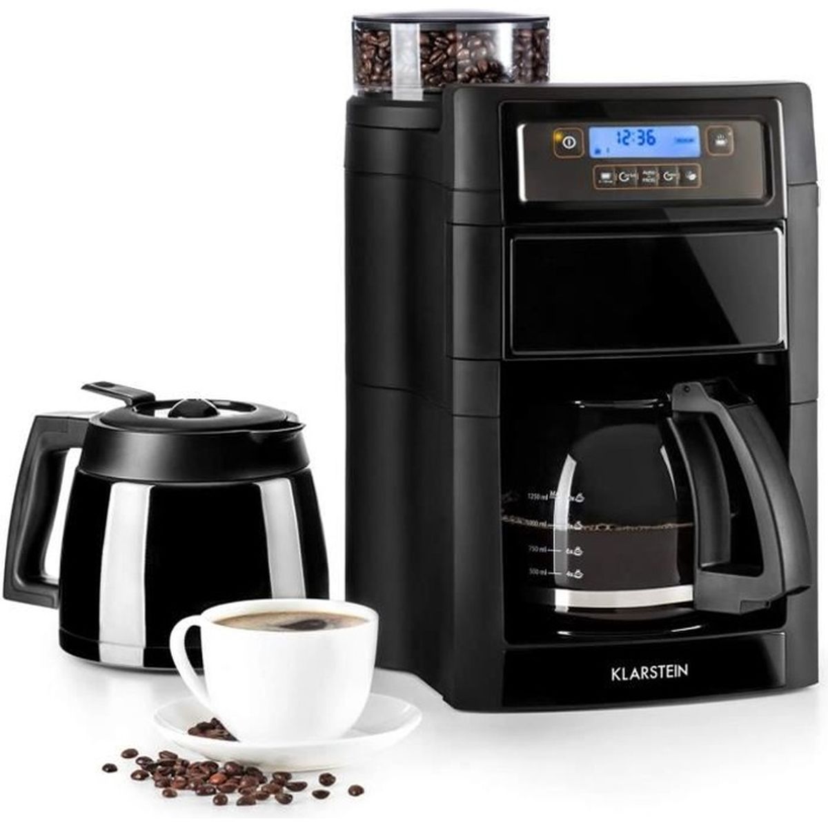 KLARSTEIN Aromatica II Duo - Machine à café grains, Cafetière à grain ...