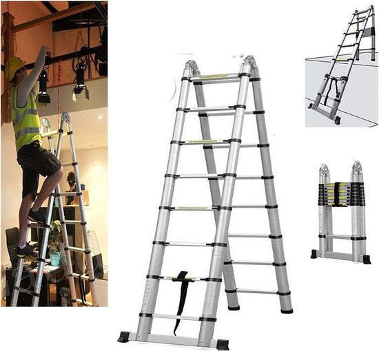 Échelle télescopique multifonction en aluminium 5 m Norme EN 131 - Cdiscount Bricolage
