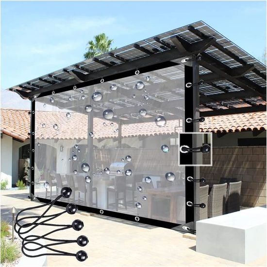 Rideau Exterieur Terrasse Bache Pergola Transparente Rideau PVC Garage ...