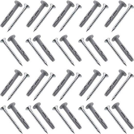 C65188 Lot 20 Chevilles À Clou/frapper Ø6x40 Mm Collerette+ Vis Tête ...