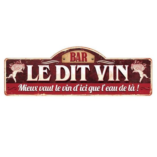 Plaque métal XXL 'Bar - Le Dit Vin' rouge - 90x30 cm [Q9542 ...