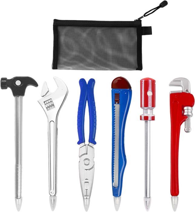 Lot de 6 stylos à bille à outils en forme de matériel, 1 sac à stylo en ...