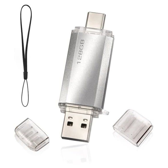 Clé USB C 128GB 2-en-1 Dual Connector OTG 128GB Type C Metal Flash pour Smartphone/TV/PC MacBook ...