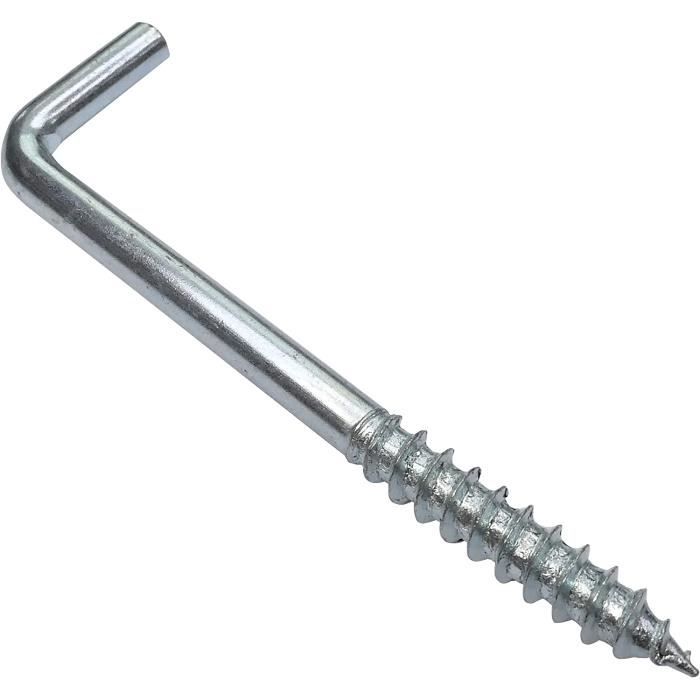 C47880 Lot de 50 pièces crochet à visser type L à bois Ø3.8x60mm en acier zingué bricolage ...