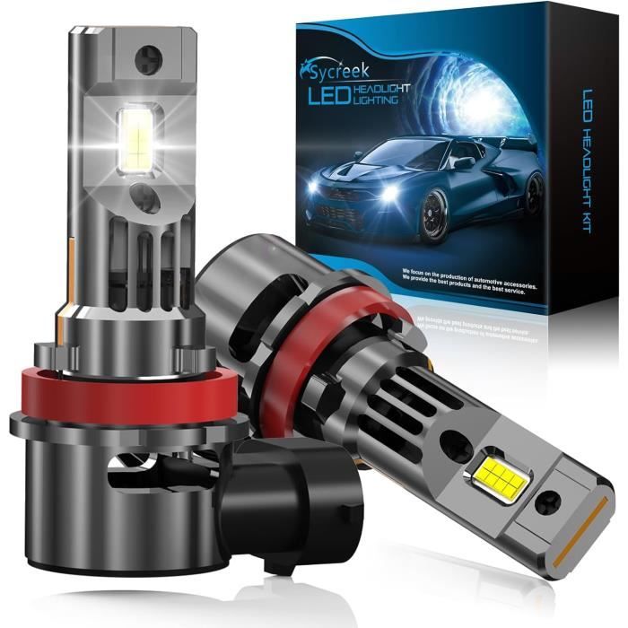 Ampoule H11 H8 H9 LED,Améliorer 100W 22000LM 6500K Blanc Froid 400% Super Bright LED H8 CANBUS ...
